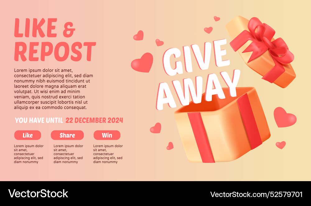 Contest prize poster gift box reward Royalty Free Vector