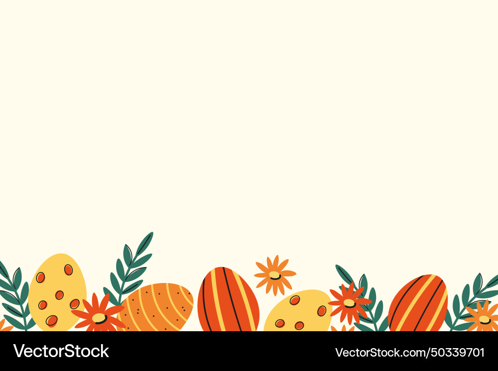 Easter border background with eggs flowers Vector Image