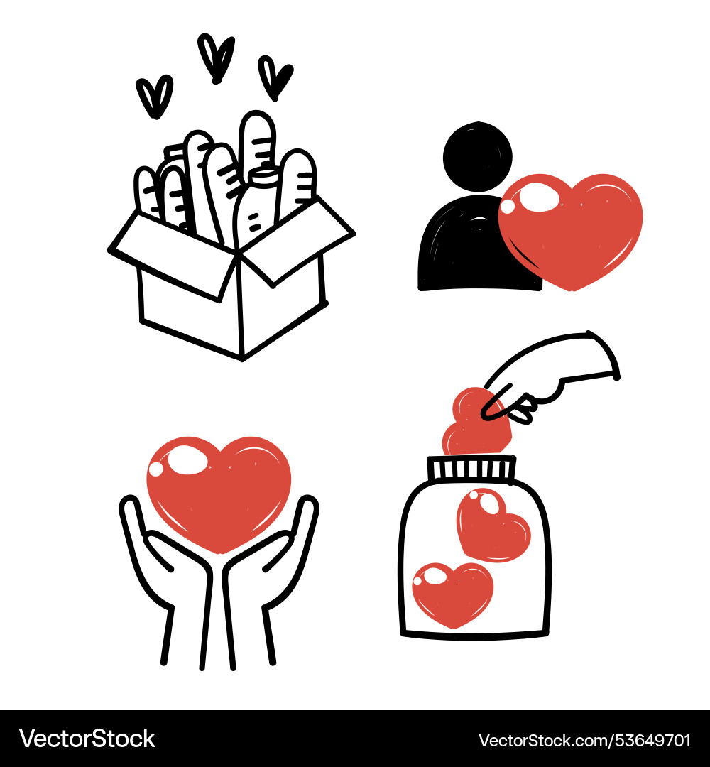 Hand drawing doodle charity donation Royalty Free Vector