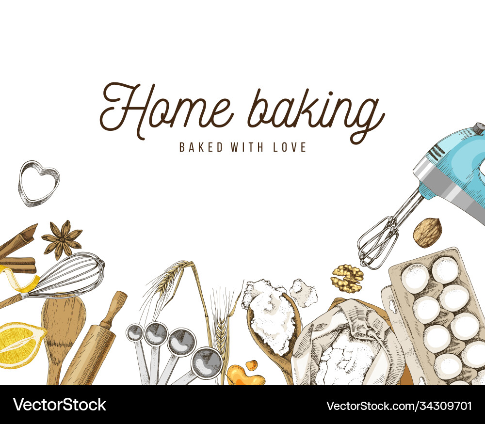 Hand drawn baking background Royalty Free Vector Image