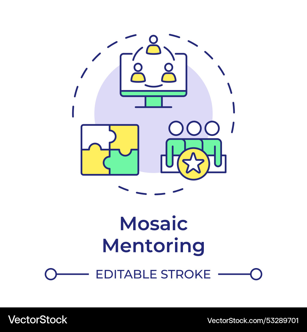 Mosaic mentoring multi color concept icon Vector Image