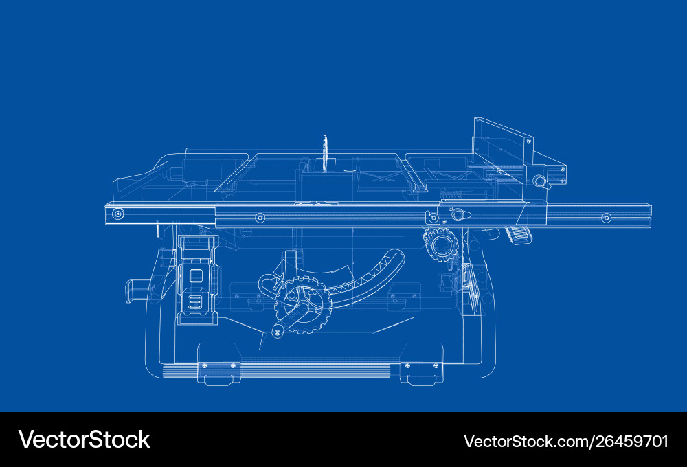 Outline table saw for woodwork Royalty Free Vector Image