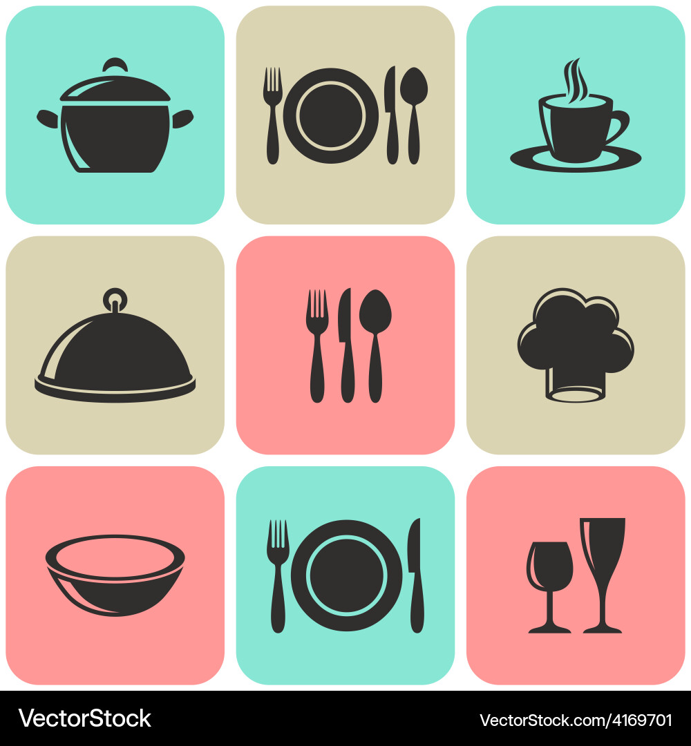 Restaurant menu icons Royalty Free Vector Image