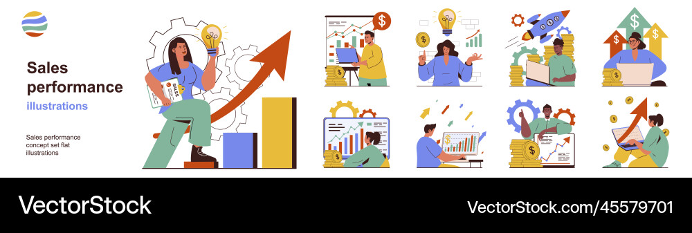 Sales performance concept with character Vector Image