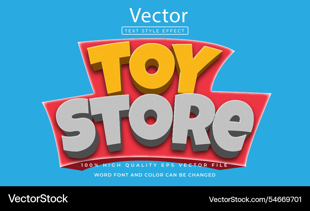 Toy store text effect 3d comic style Royalty Free Vector