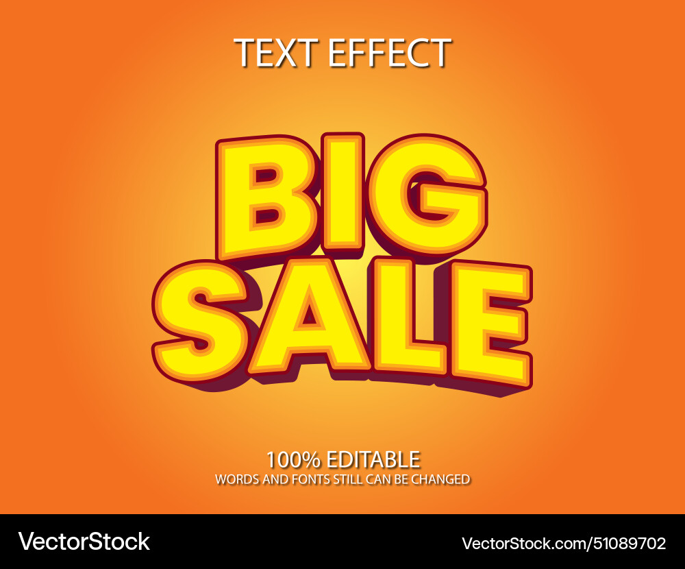 Big sale editable text effect Royalty Free Vector Image