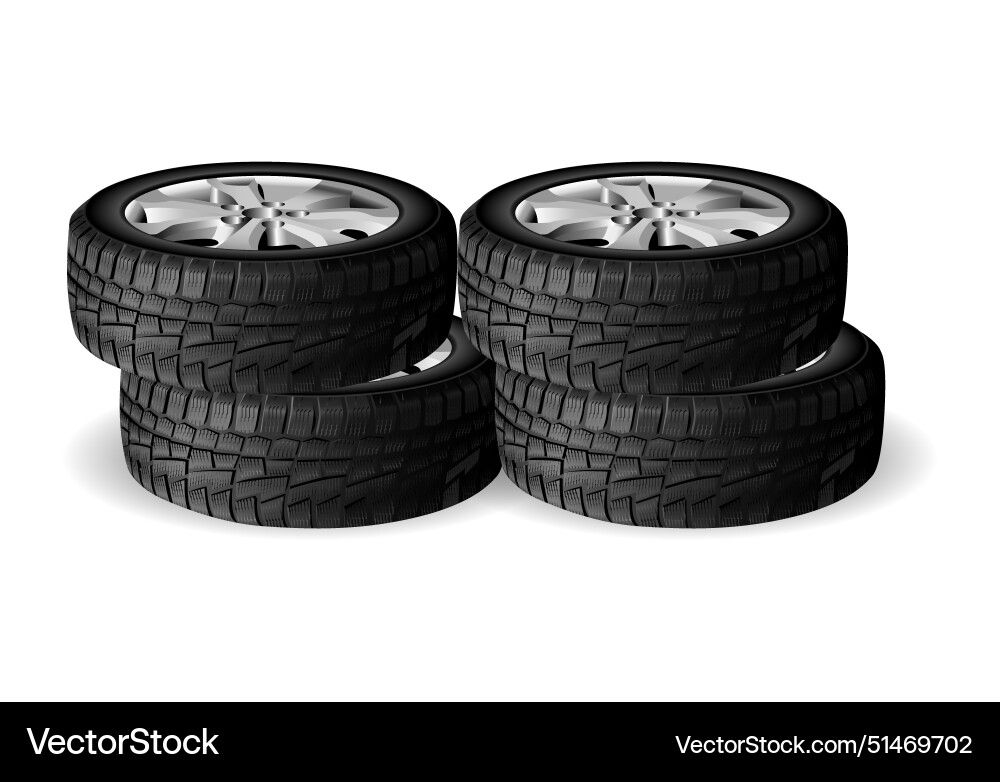 Car tire stack isolated on white background Vector Image