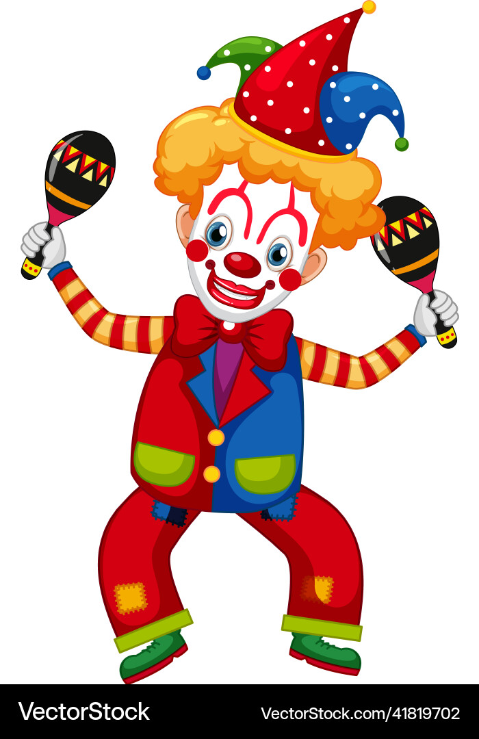 Colourful clown cartoon character Royalty Free Vector Image