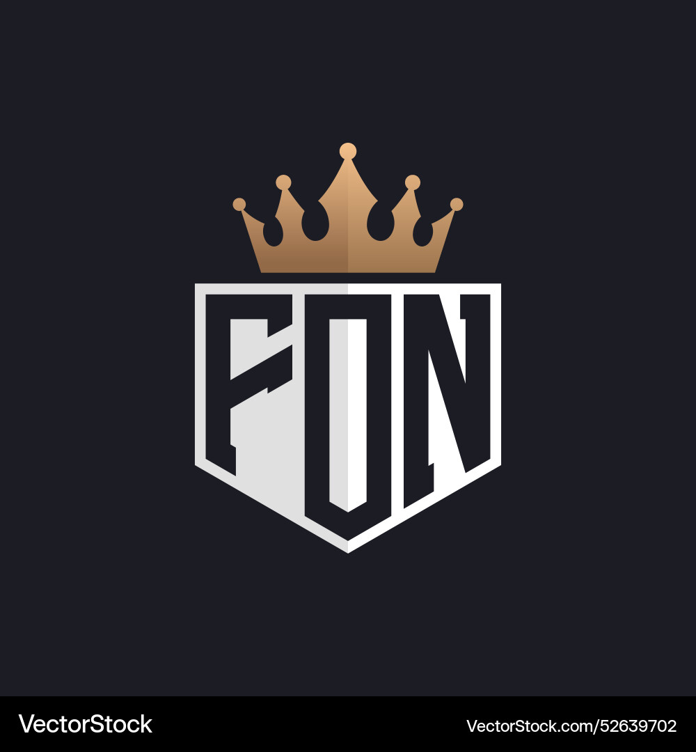 Luxury fon logo with crown elegant initials Vector Image