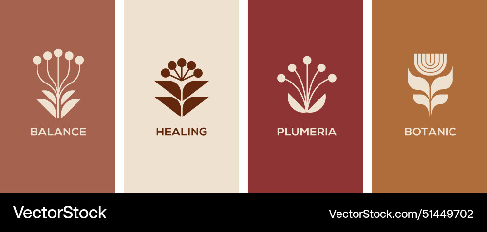 Minimalist botanic graphic elements and logos Vector Image