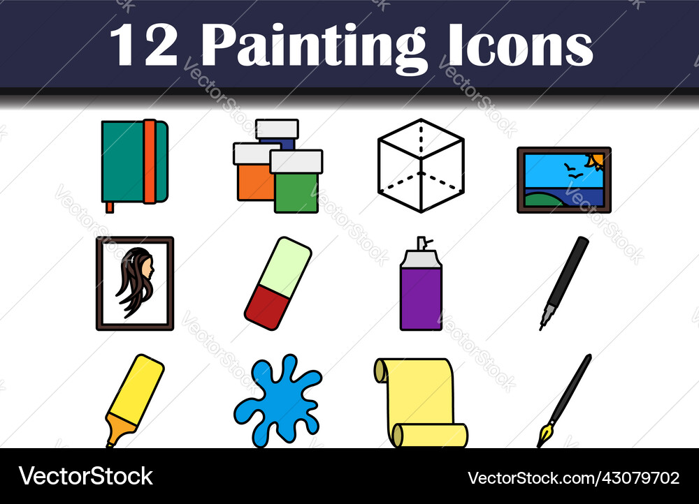 Painting icon set Royalty Free Vector Image - VectorStock