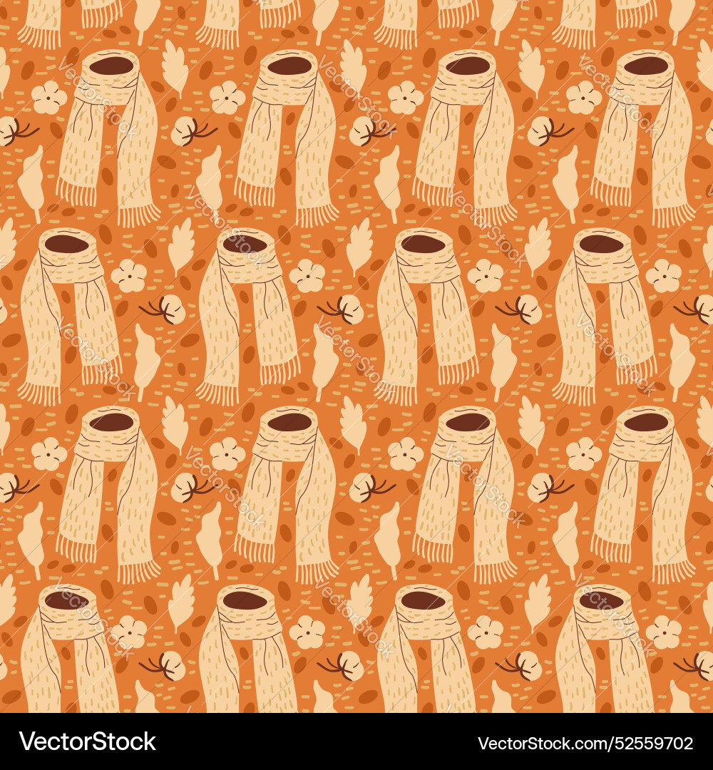 Scarf seamless pattern autumn cozy accessories Vector Image