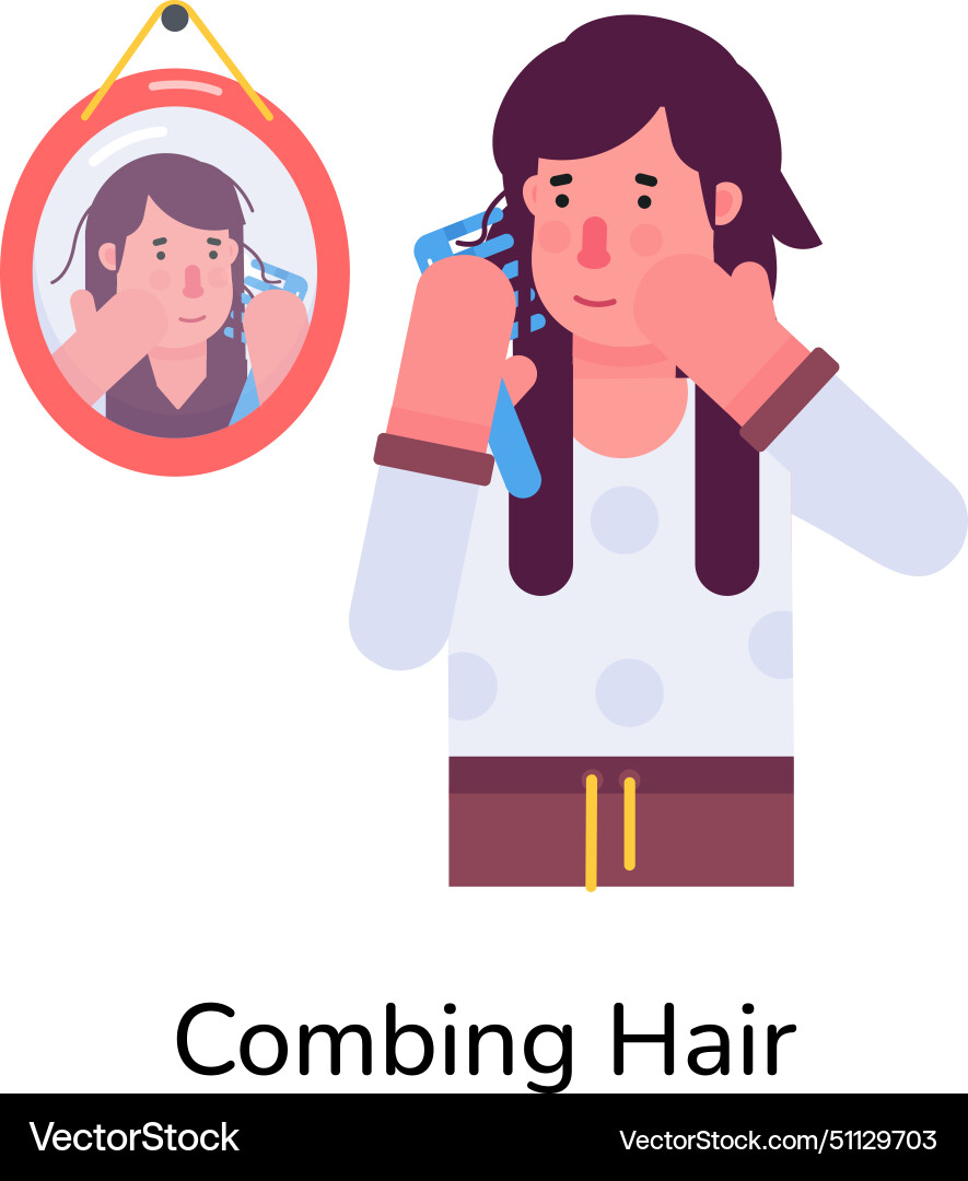 Combing hair Royalty Free Vector Image - VectorStock
