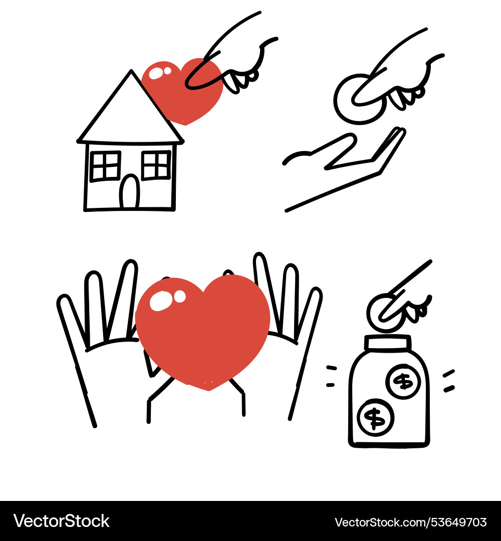 Hand drawing doodle charity donation Royalty Free Vector