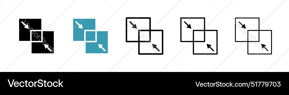 Merge icon set black filled and outlined style Vector Image