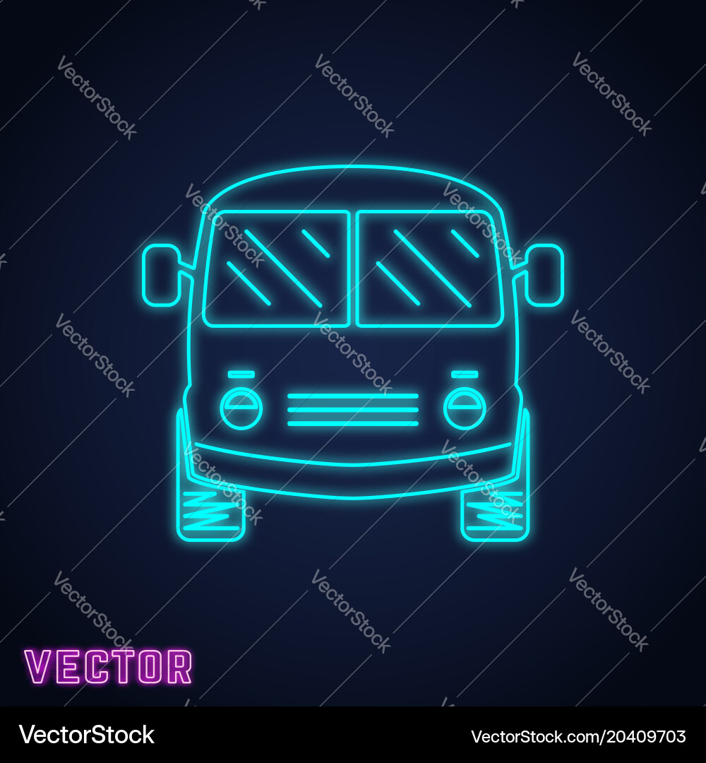 Retro vintage bus sign neon light design Vector Image