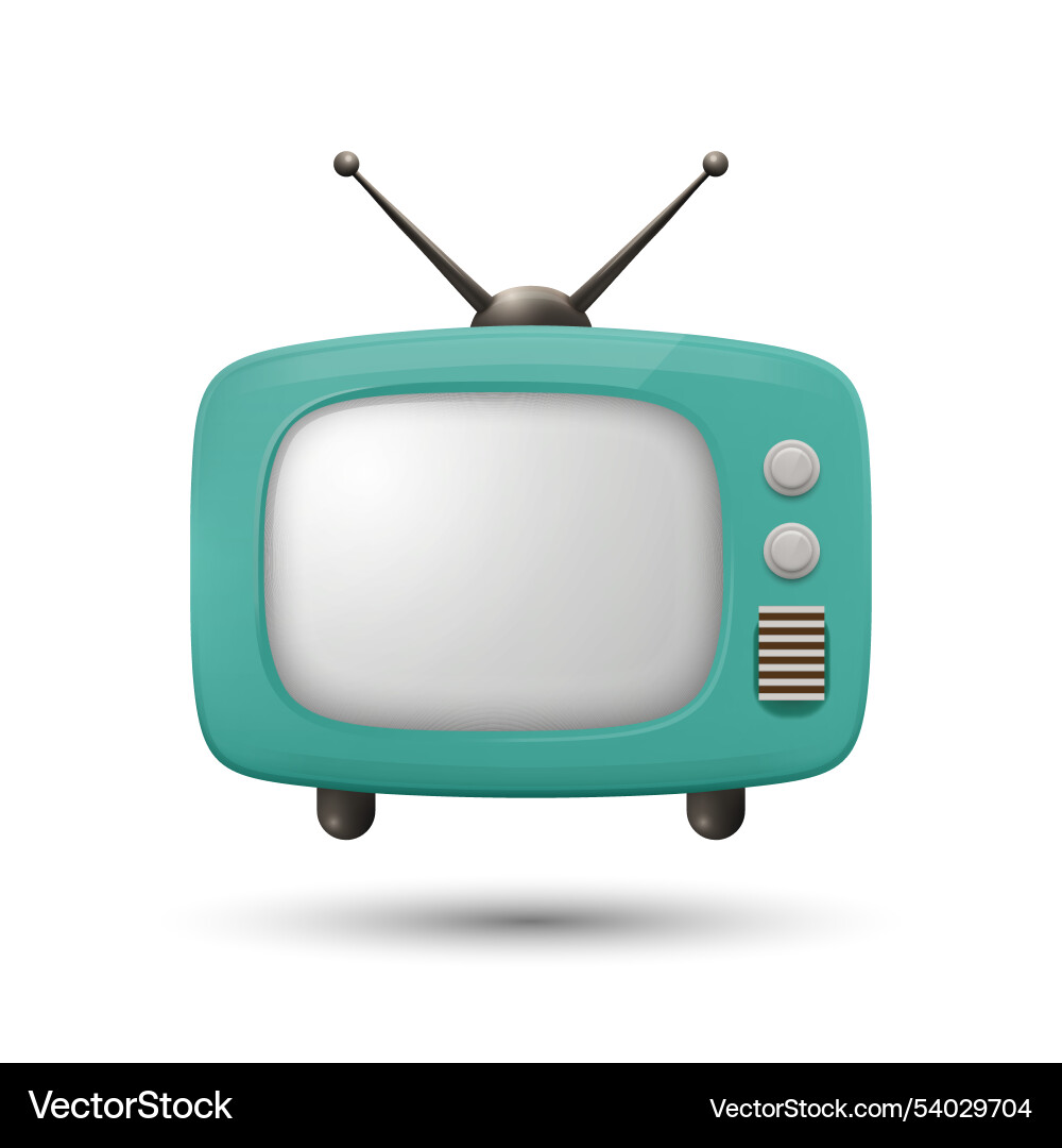 3d realistic retro tv set icon Royalty Free Vector Image