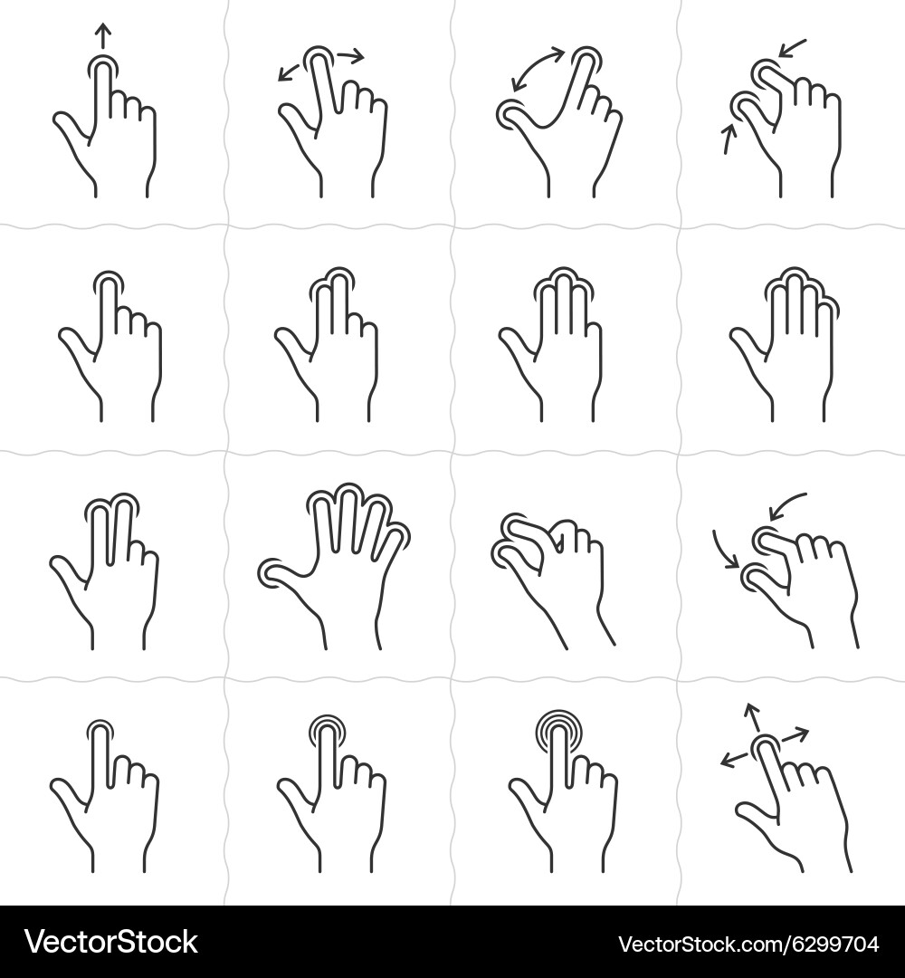 Gesture icon set Royalty Free Vector Image - VectorStock