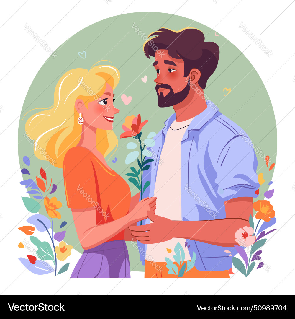 Happy couple flat Royalty Free Vector Image - VectorStock