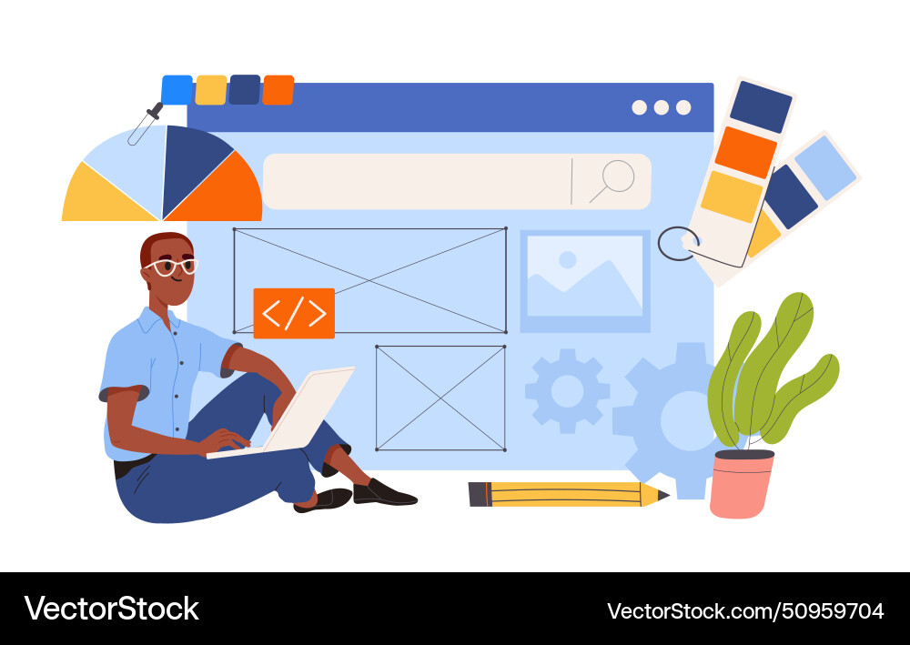 Man creates website Royalty Free Vector Image - VectorStock