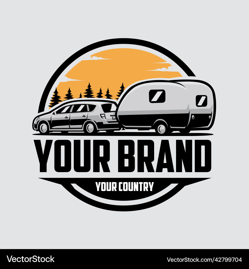 Premium caravan trailer motorhome campervan logo Vector Image