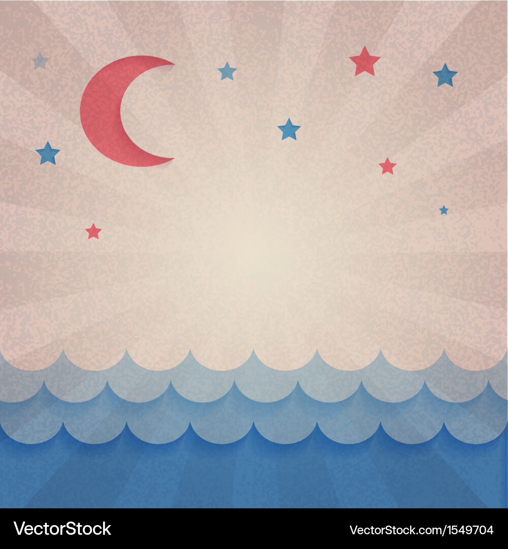 Retro background with moon and stars Royalty Free Vector