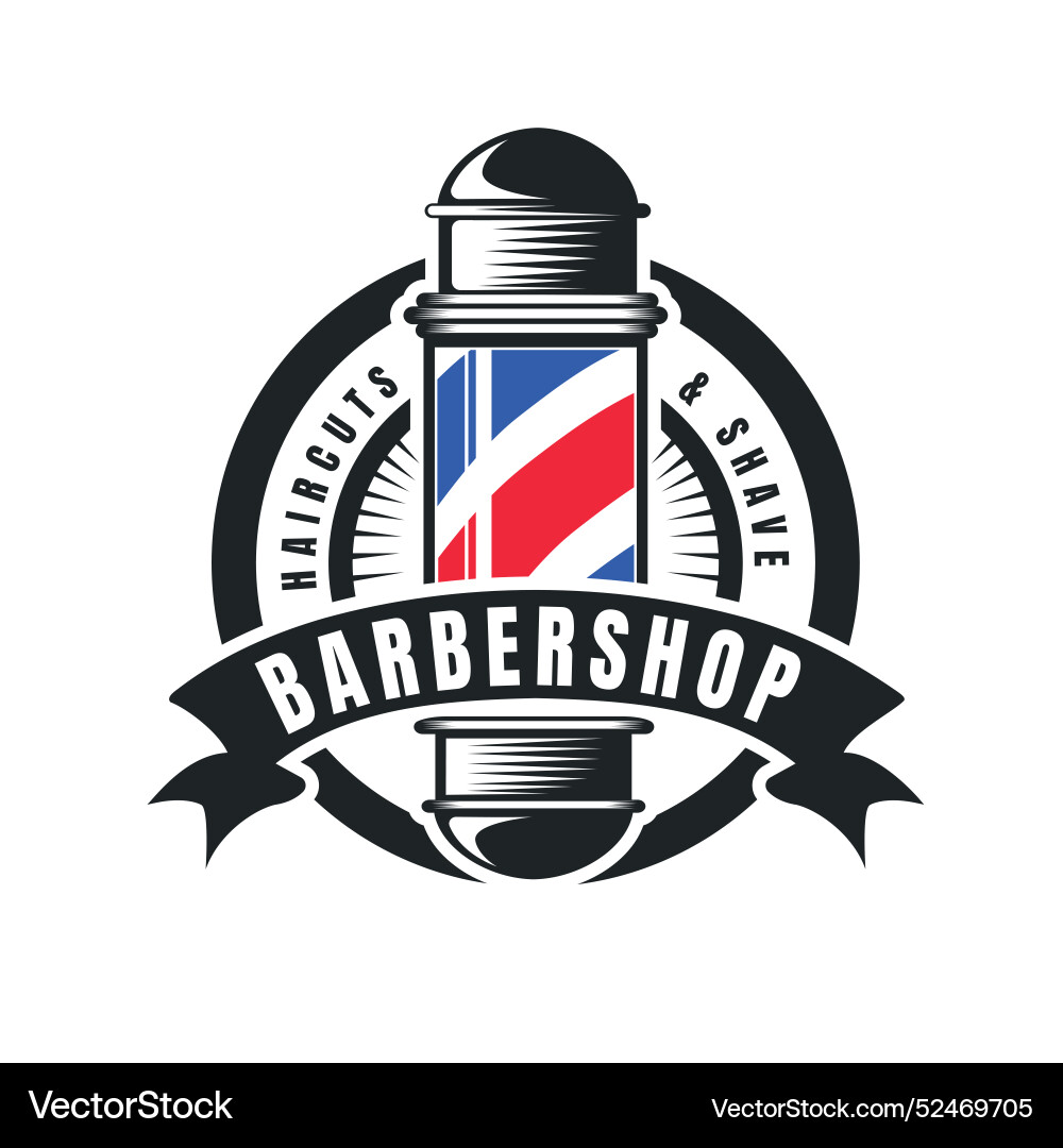 Barbershop logo design featuring a classic barber Vector Image