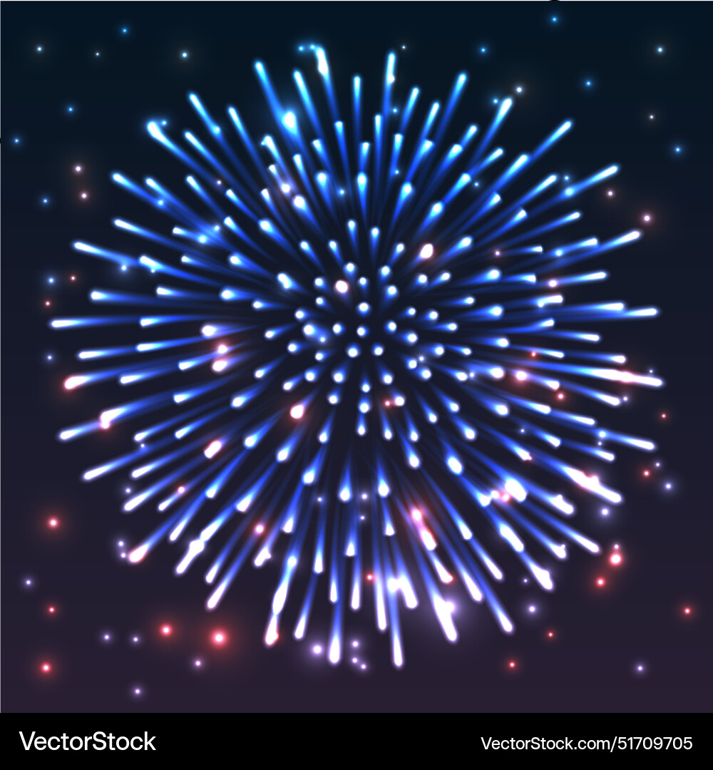 Bright blue fireworks exploding in the night sky Vector Image