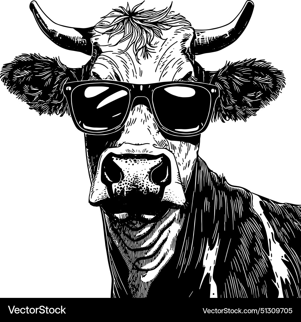 Cow wearing sunglasses Royalty Free Vector Image