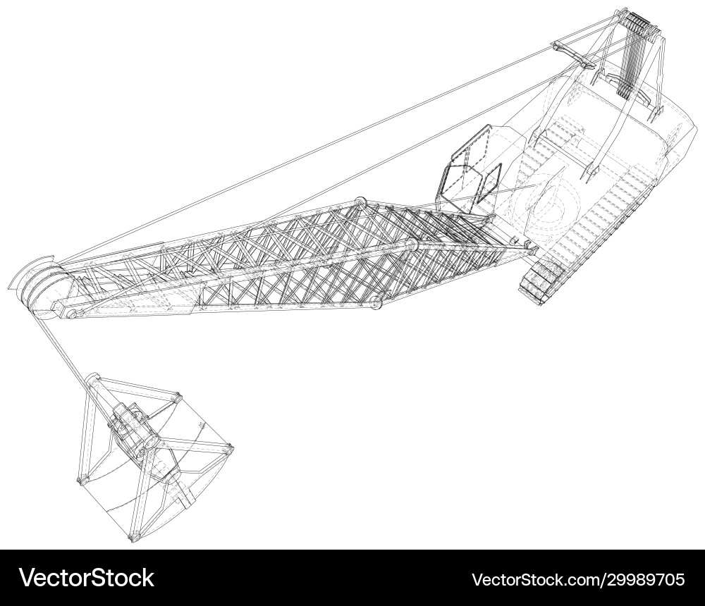 Dragline excavator the layers visible Royalty Free Vector