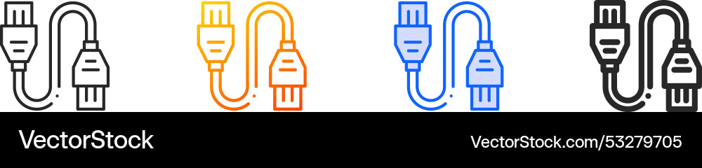 Hdmi cable iconthin linear gradient blue stroke Vector Image