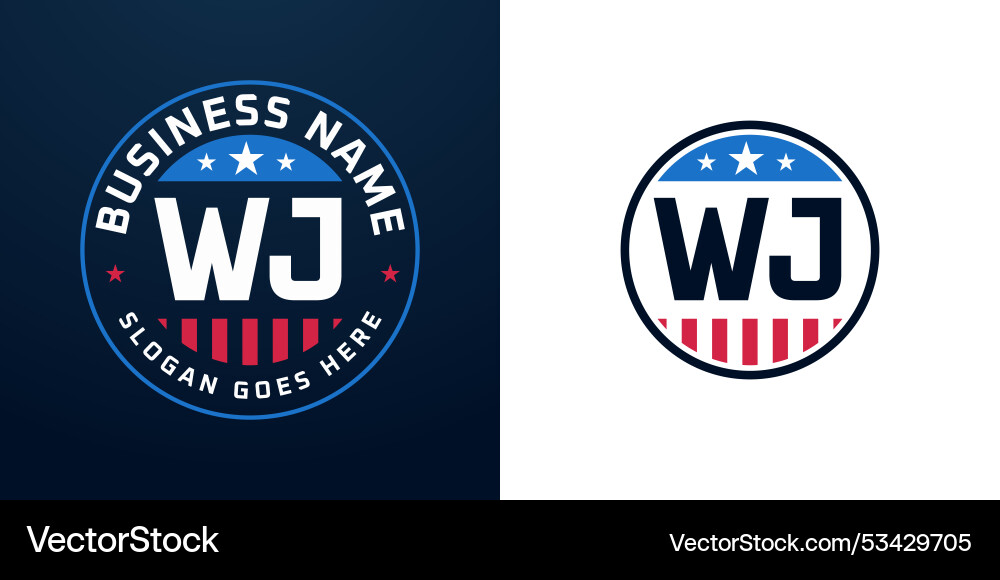 Patriotic wj logo design letter Royalty Free Vector Image