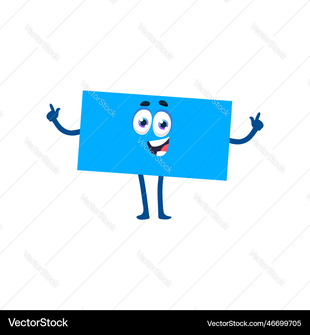 Rectangle math shape character cute blue figure Vector Image