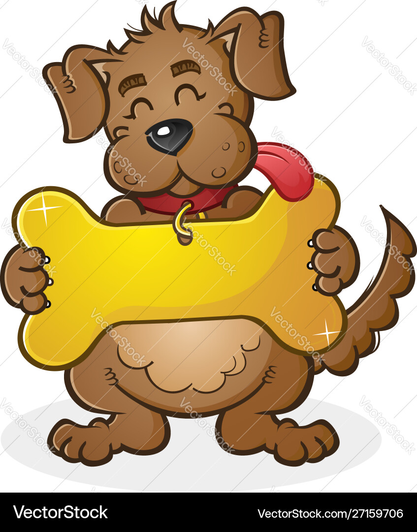 Cartoon Dog with Giant Tag Royalty Free Vector Image