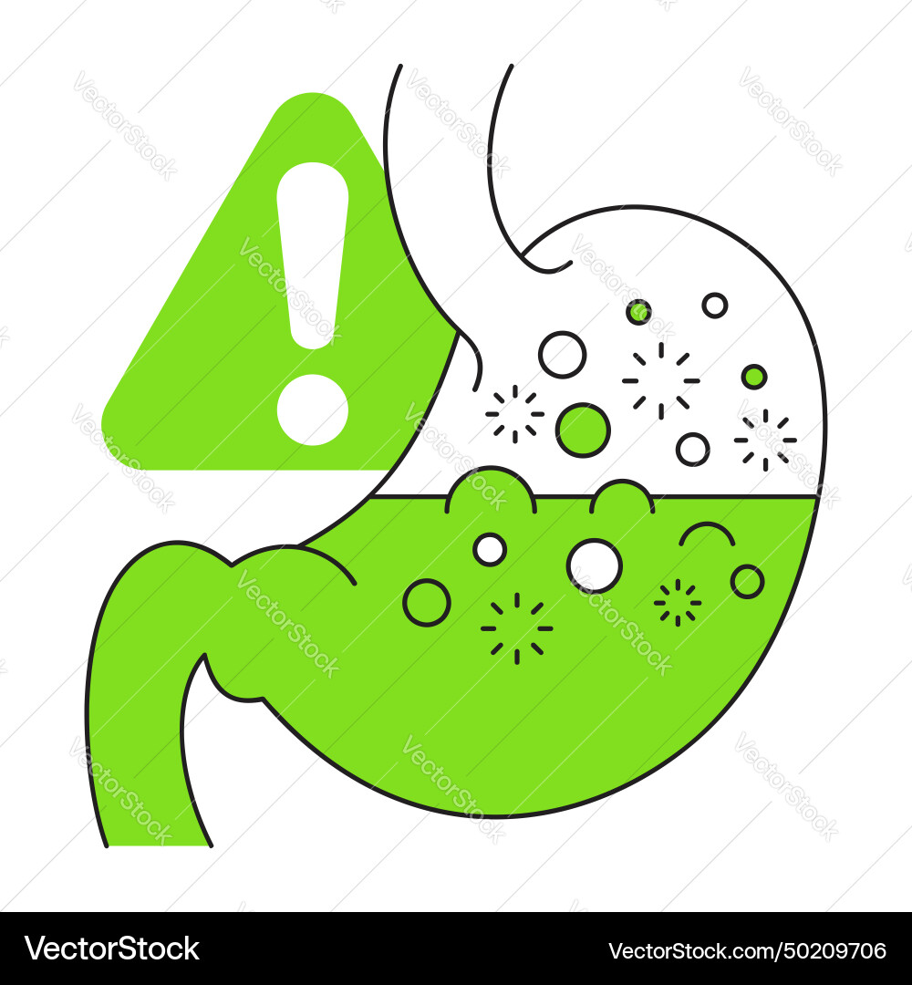 Gastric acid icon in thin line Royalty Free Vector Image