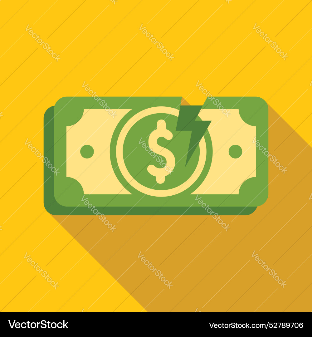 Lightning bolt striking dollar bill symbolizing Vector Image