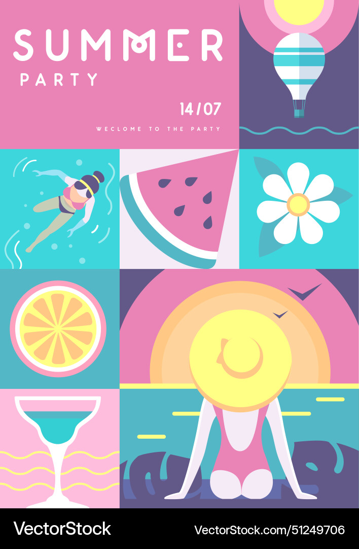 Retro Summer Disco Party Royalty Free Vector Image