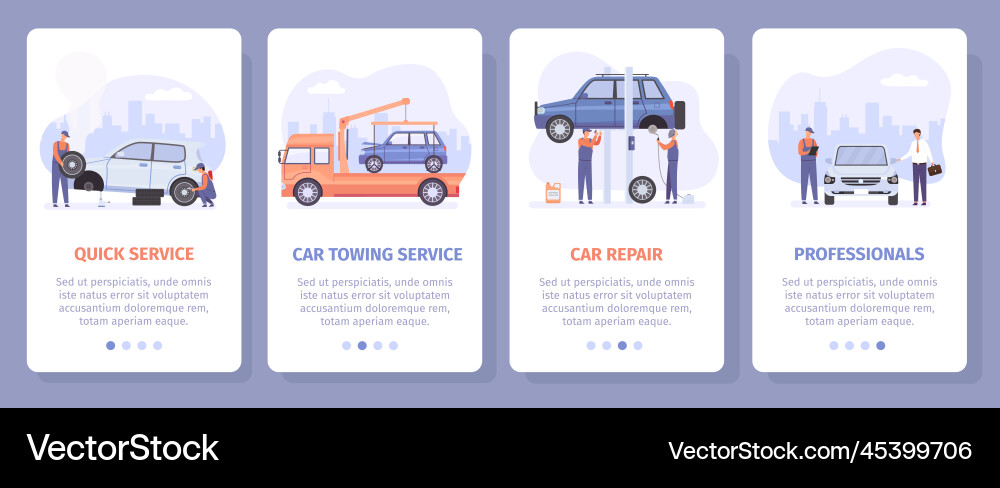 Screen poster for automobile mechanic mobile app Vector Image
