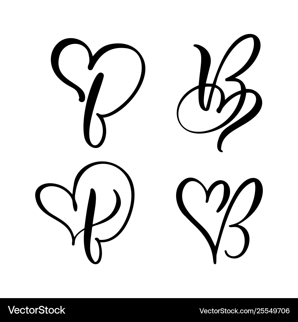 Set vintage floral letter monogram b Royalty Free Vector