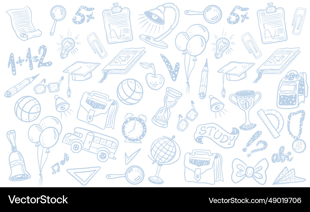 Studying at school sketch doodle light yearbook Vector Image