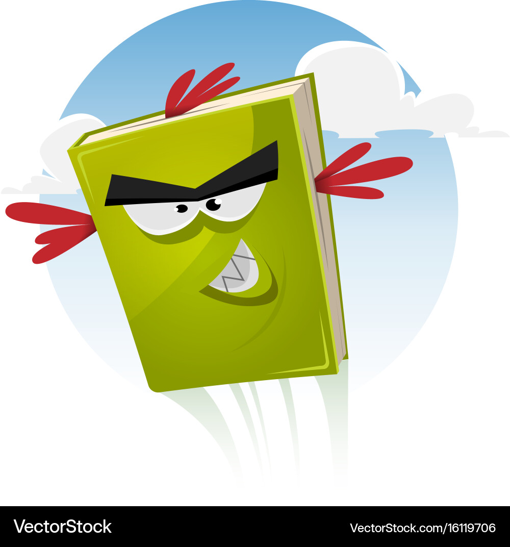 Toon bird book character flying Royalty Free Vector Image