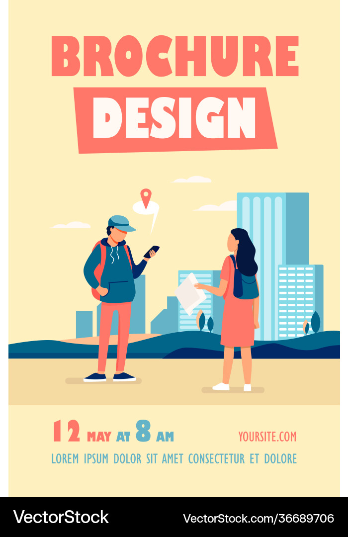 Tourist with paper map asking destination Vector Image