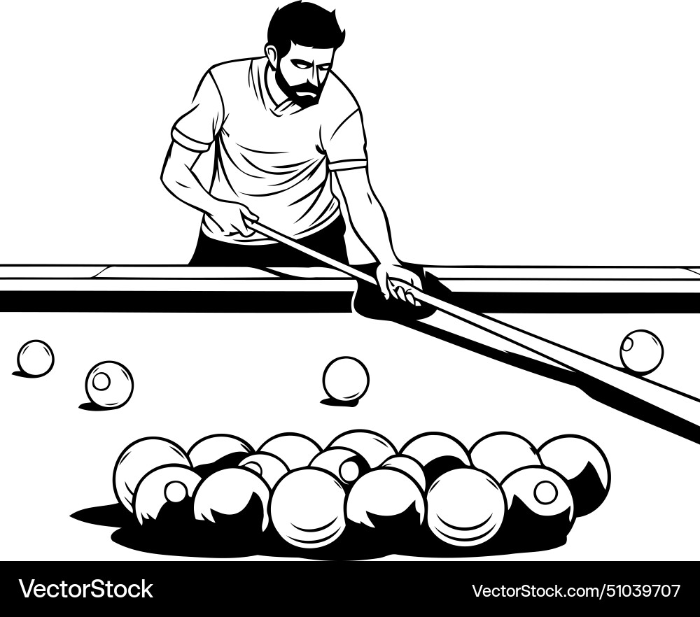 A man playing billiards in retro style Royalty Free Vector