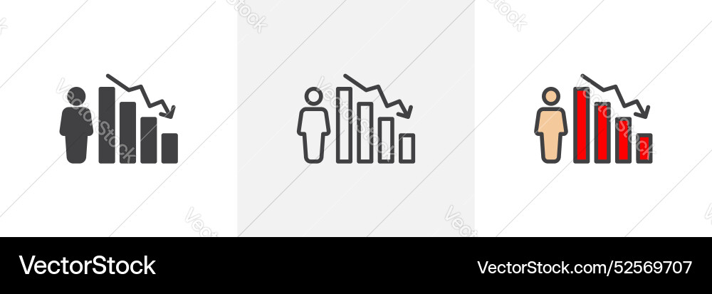 Attrition icon set on white background Royalty Free Vector