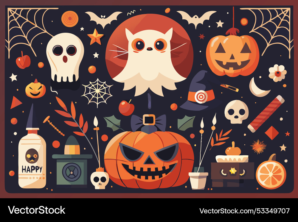 Happy halloween october holiday design elements Vector Image