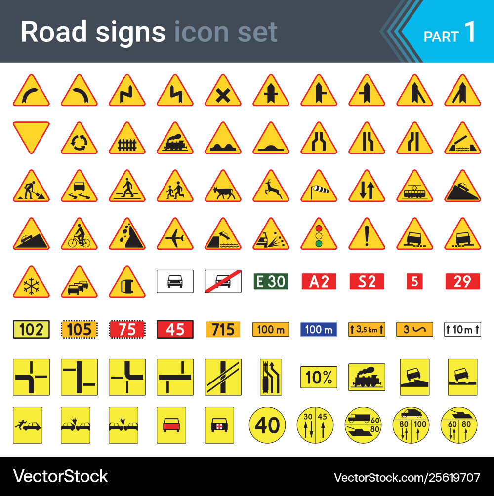 Road signs warning complementary plates Royalty Free Vector