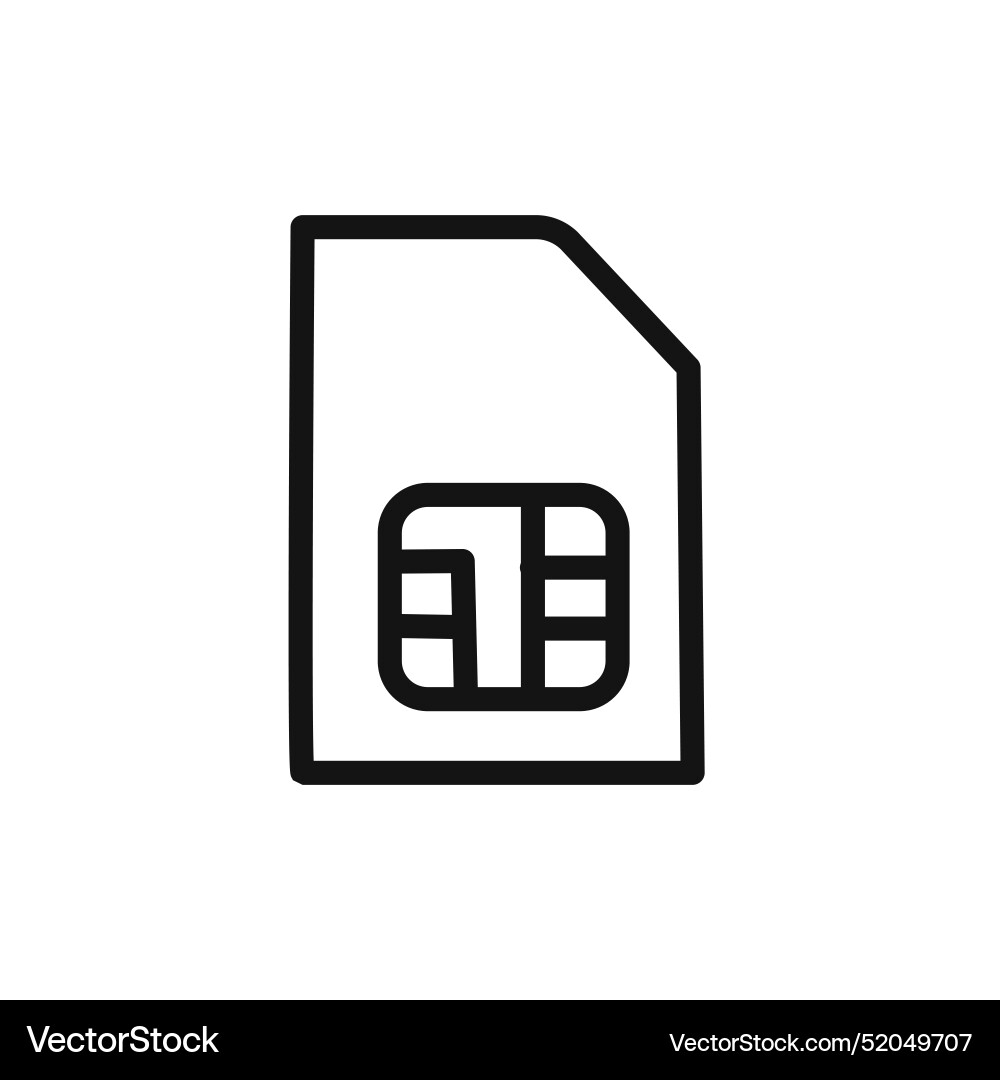 Sim card icon linear graphics sign Royalty Free Vector Image