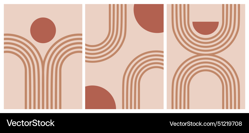 Abstract boho line art geometric shapes modern Vector Image