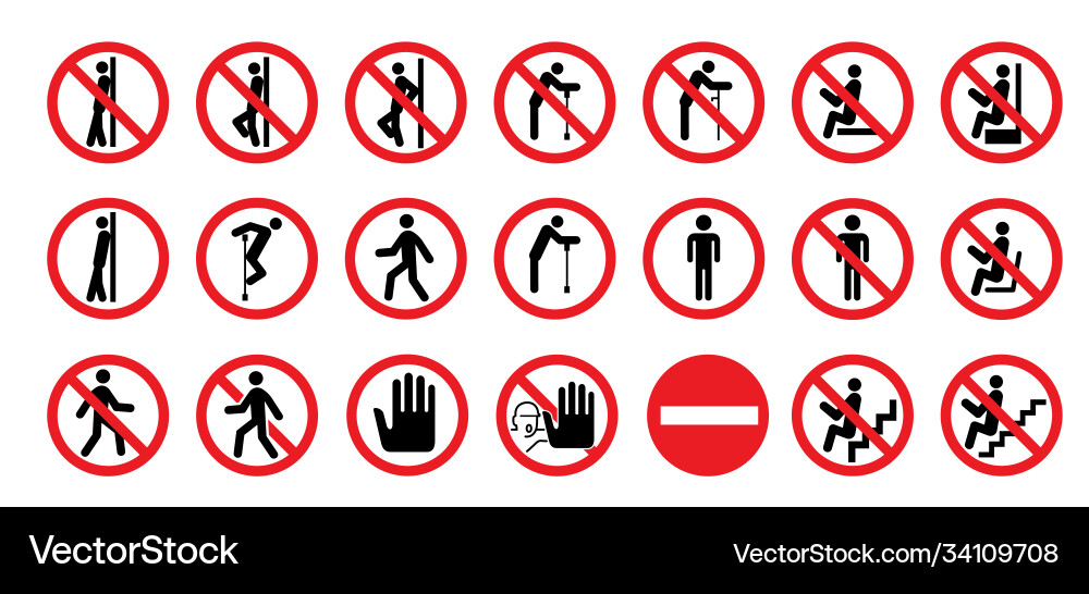 Caution signboard safety icon do not lean Vector Image