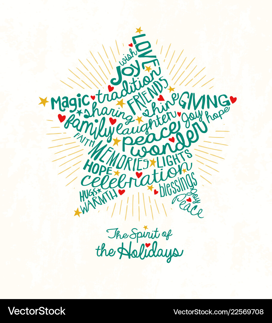 Christmas star card word cloud design Royalty Free Vector